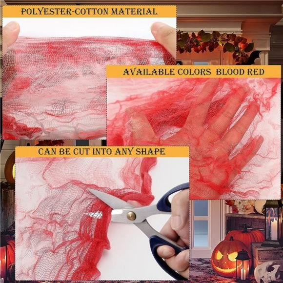 Holiday | Halloween Blood Red Creepy Cloth 41 X 80 Creepy Gauze Cloth ...